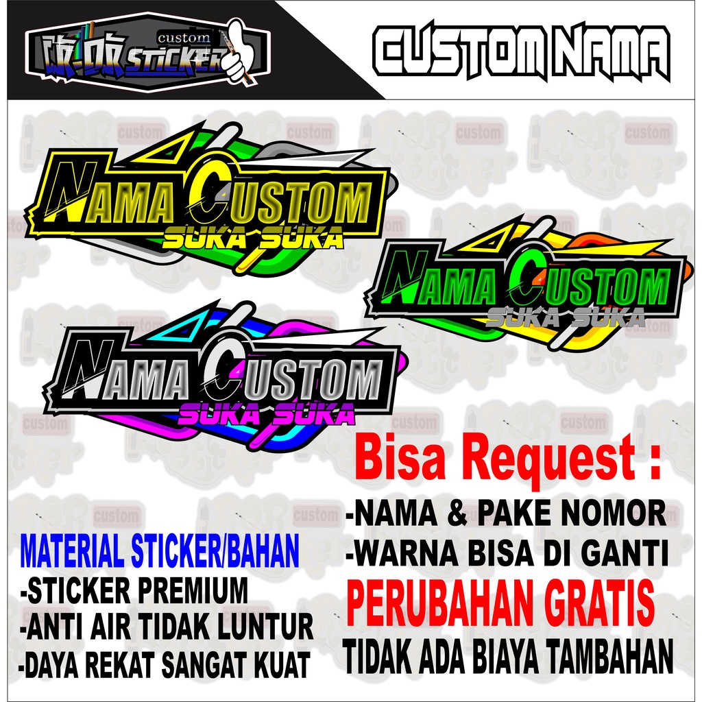 Jual sticker cutom nama bisa reques.minimal order 5 pcs | Shopee Indonesia