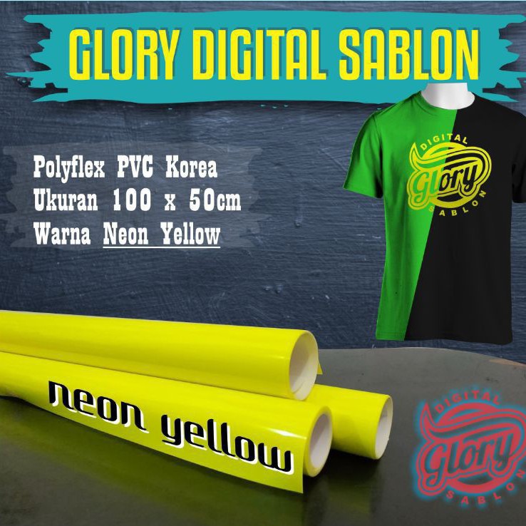 Jual STICKER POLIFLEX NEON YELLOW/STICKER SABLON/SICKER CUTTING/STICKER ...