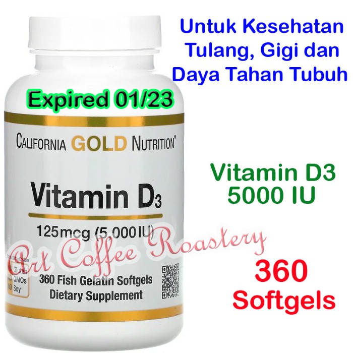 Jual D-VITAMIN- VITAMIN D3 5000 IU - CALIFORNIA GOLD NUTRITION (USA ...