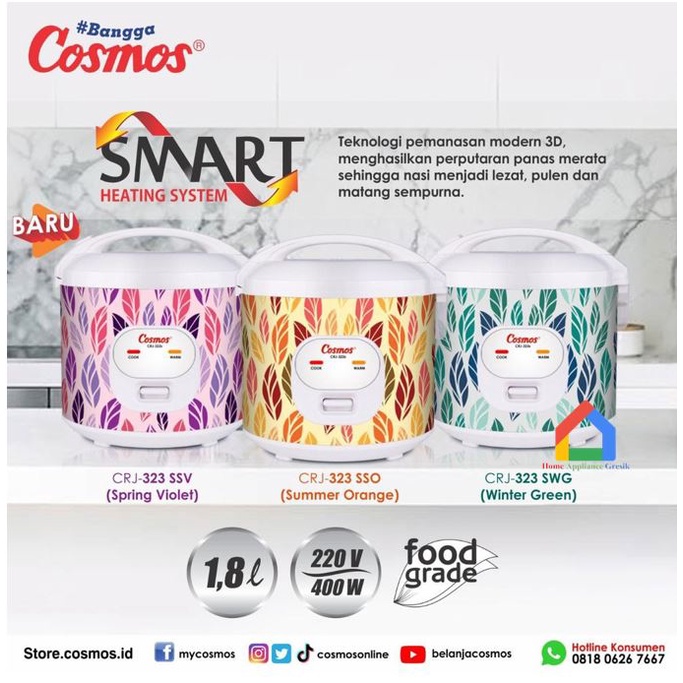 Jual Magic Com Cosmos CRJ 323s / Rice Cooker Cosmos CRJ323s (Low Watt ...