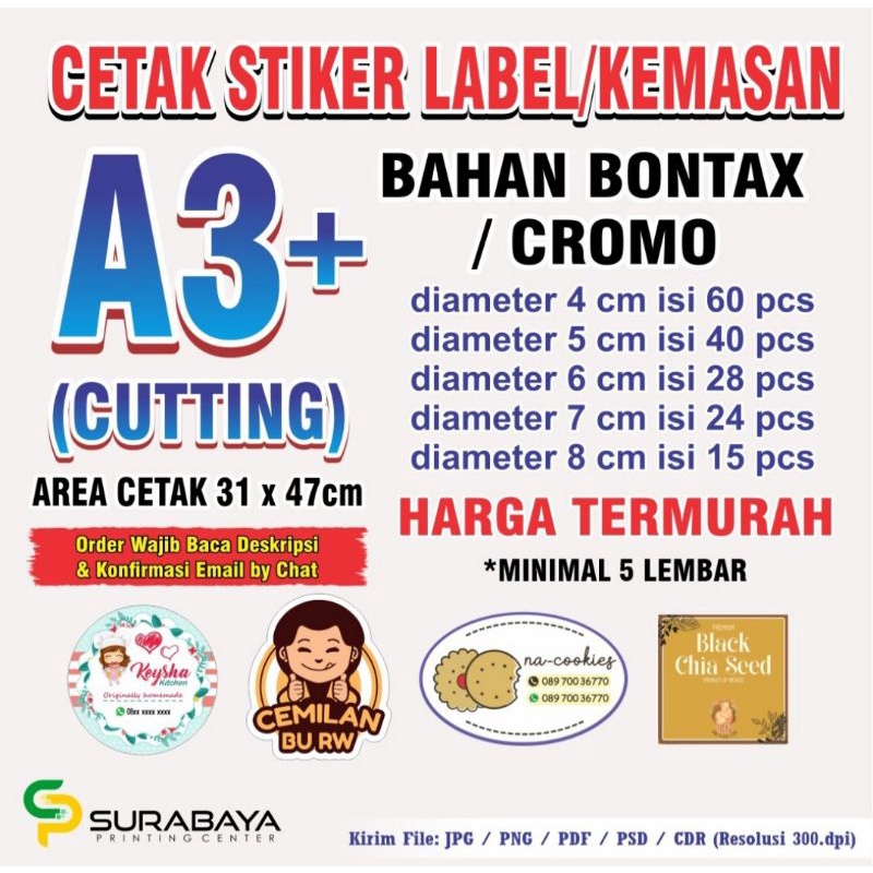Jual Cetak Stiker A3 Bontax Chromo Cutting Termurahhh Berkualitas