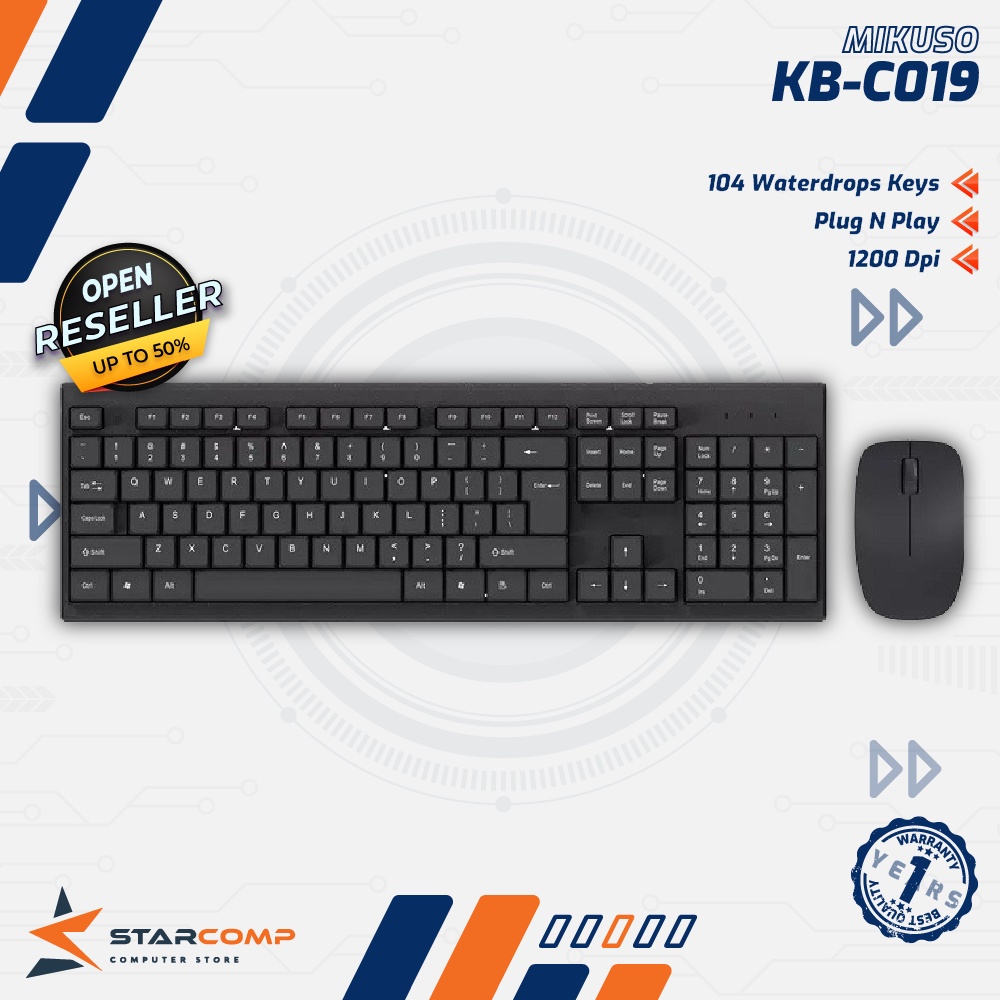 Jual Mikuso KB-C019 Keyboard & Mouse Wireless Combo Keyboard Paseo 2.4GHz | Shopee Indonesia