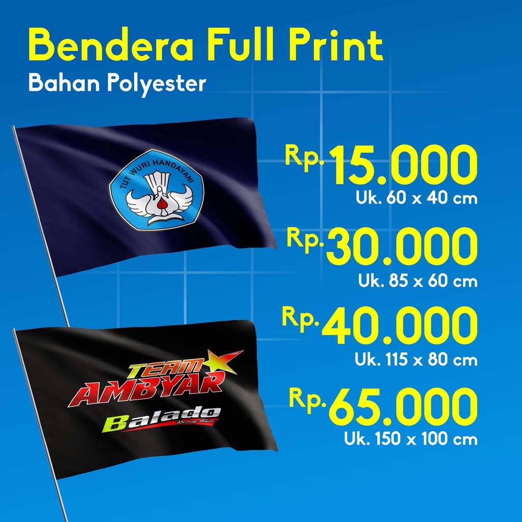 Jual PROMO CETAK BENDERA FULL PRINT CUSTOME - BAHAN KAIN | Shopee Indonesia