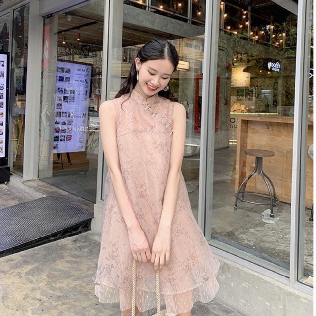 Jual Cheongsam Sheer Dress (One color) | Shopee Indonesia
