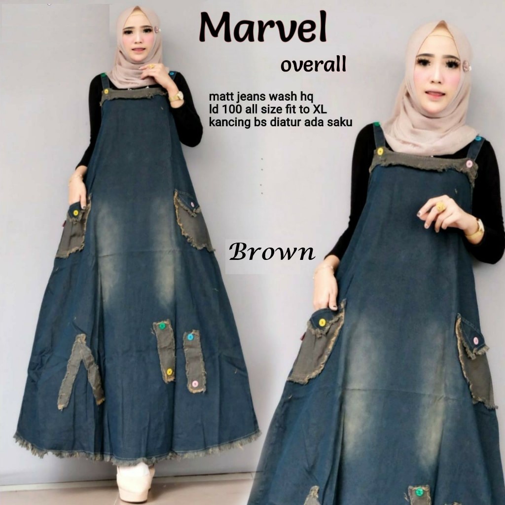 Jual Marvel overall gamis / Overall wanita terbaru / Overall jeans ...