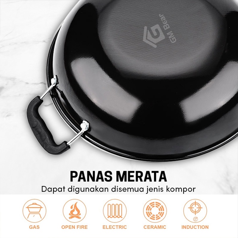 Jual GM Bear Wajan Kuali 30cm 1070-Wajan Penggorengan Wok 30cm | Shopee ...