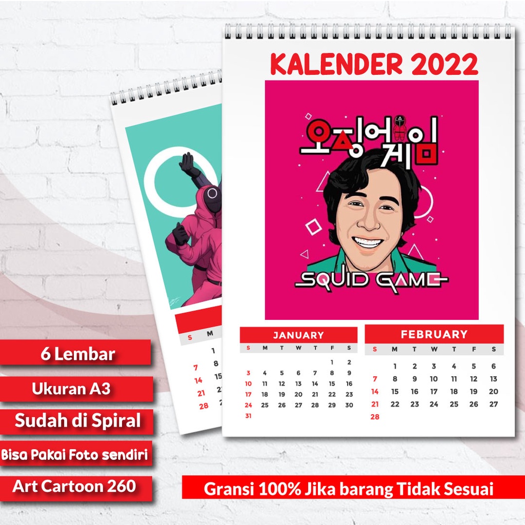 Jual Cetak Kalender Dinding 2022 Custom Foto Sendiri Ukuran A3 ...