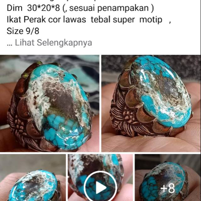 Jual Batu akik pirus Persia kualitas HQ ikat perak tebal ukir | Shopee ...