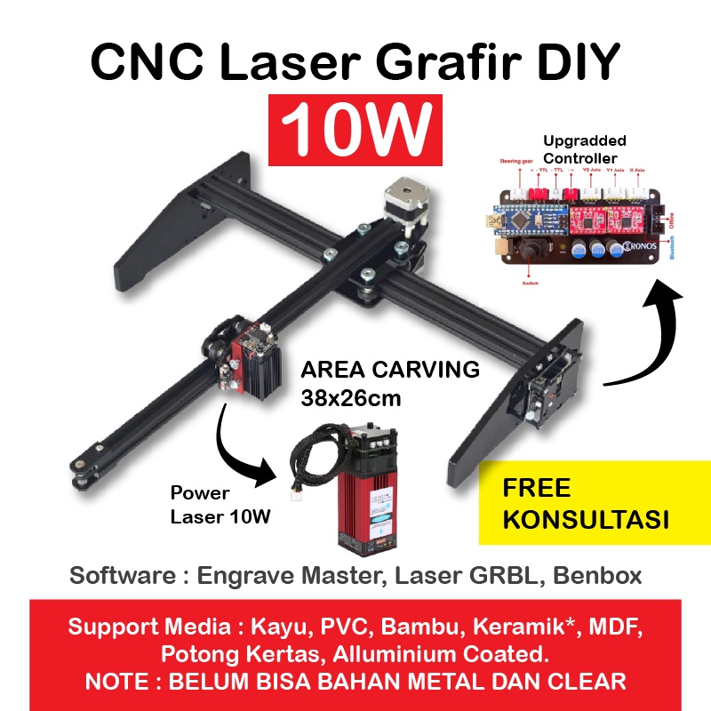 Jual Mesin CNC 10W Laser Engrave Printer 3D Laser Grafir Portable DIY ...