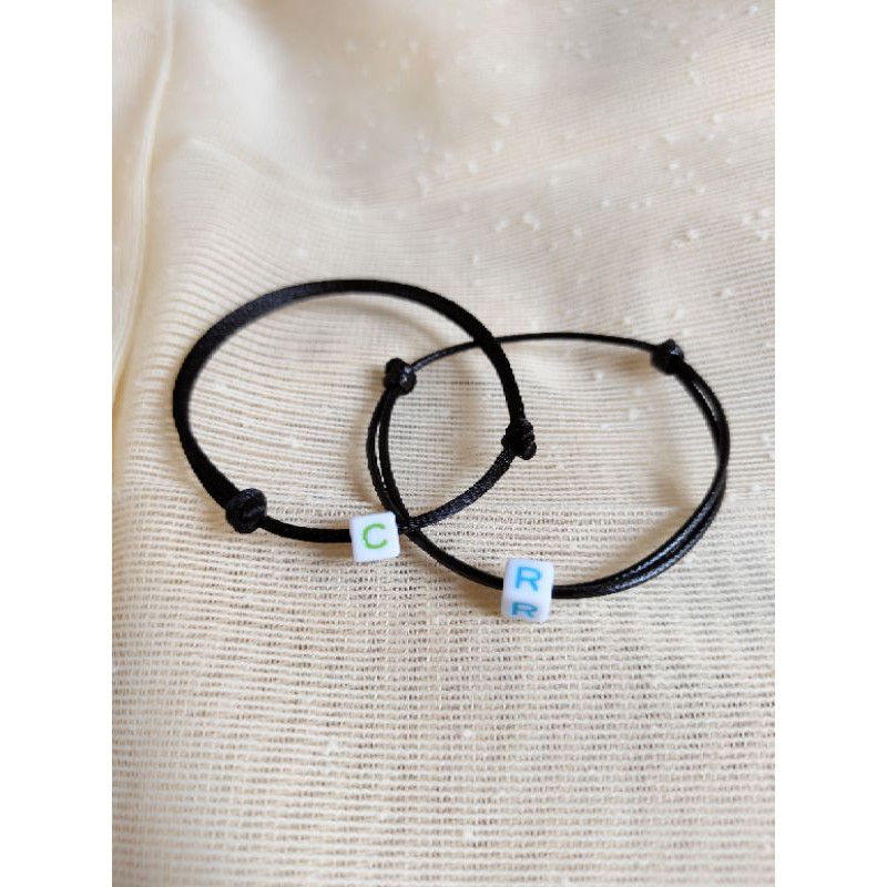 Jual 12pcs Gelang Huruf Inisial Nama Kotak Warna Tali Waterproof 1,5mm ...