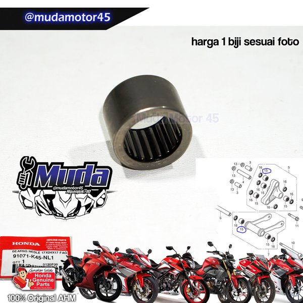 Jual ROCES BOSH PRO LINK CBR250RR CBR150R CB150R 17X24X17 91071-K45-MY1 ...