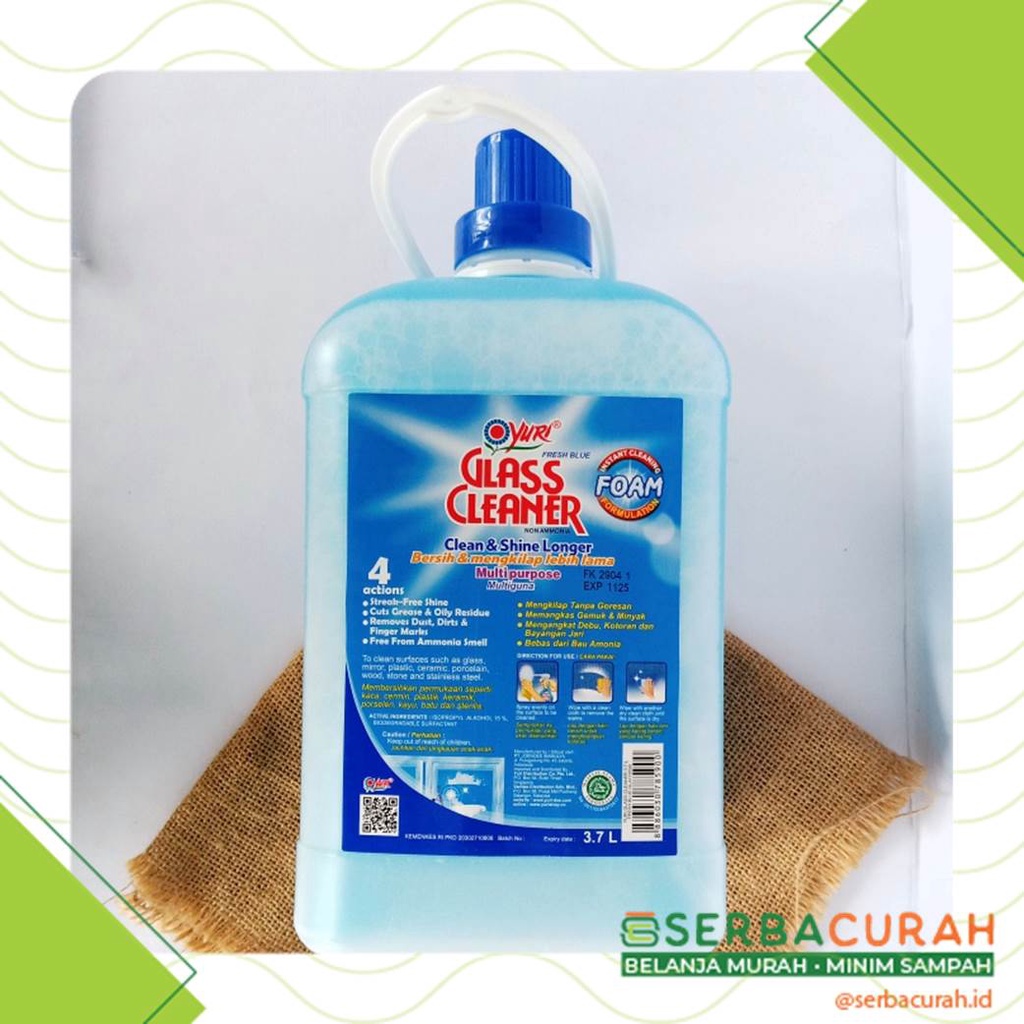 Jual Yuri Glass Cleaner | Pembersih Kaca | Jerigen 3,7 L | Shopee Indonesia