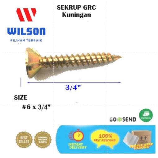 Jual Wilson Sekrup GRC Kuningan #6 x 3/4 Inch 100 Pcs Calciboard Screw | Shopee Indonesia