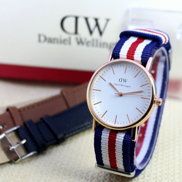 Jual Jual JAM TANGAN DW WD DANIEL WELLINGTON WANITA PRIA KANVAS FREE 2 ...