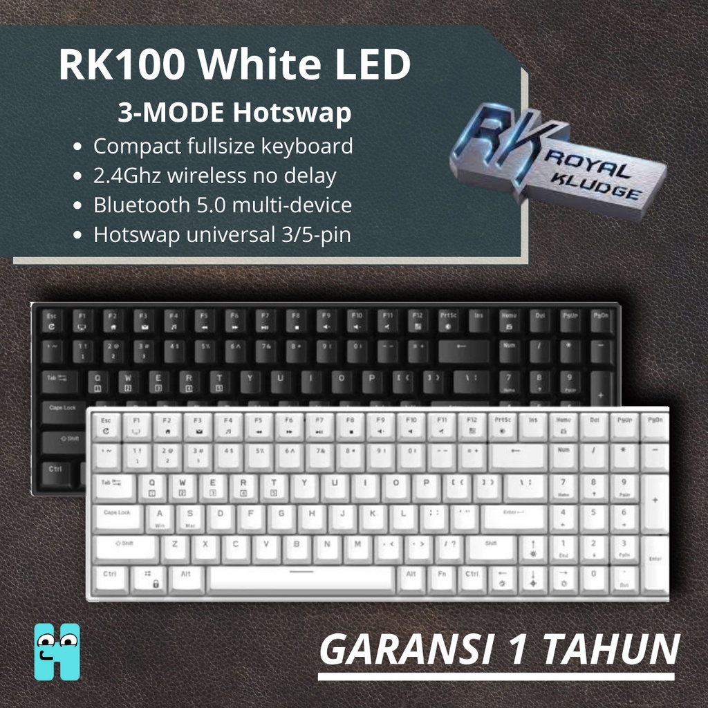 Jual RK100 / RK860 Royal Kludge Wireless Bluetooth Mechanical Keyboard ...