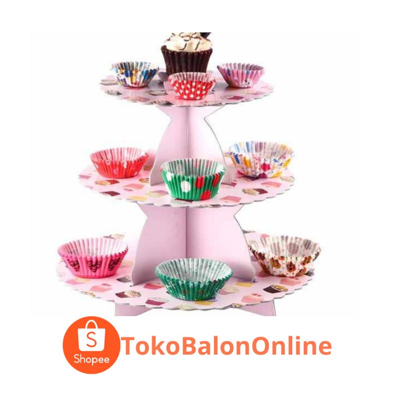 Jual Cupcake Stand 3 susun tier Karakter cup cake stand standing tempat ...