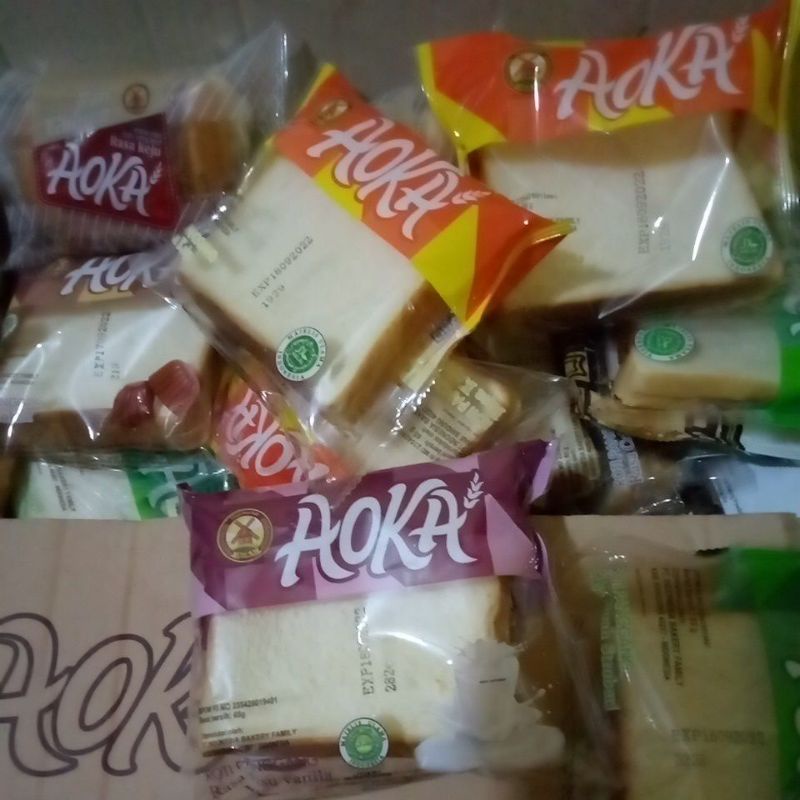 Jual AOKA Roti Panggang Dan Gulung Lembut Viral 1 Dus/Karton Isi 60 Pcs ...