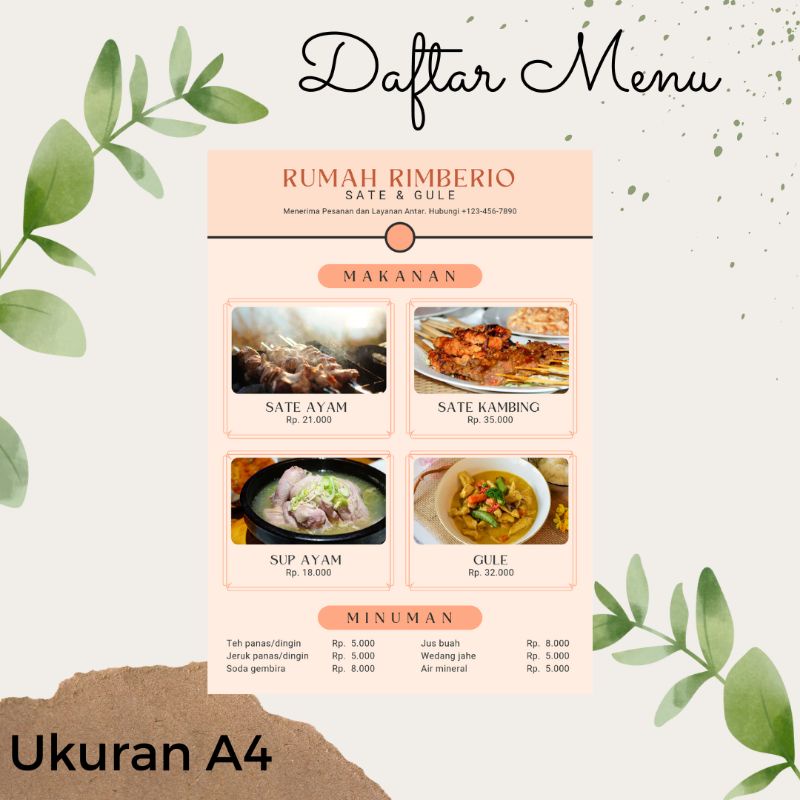 Jual Daftar Menu Ukuran A4 | Shopee Indonesia