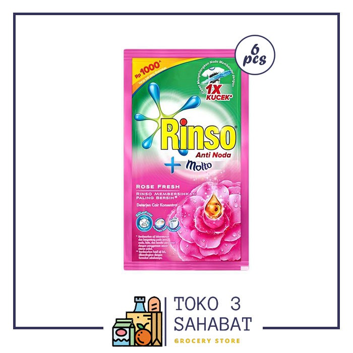Jual Rinso Molto Deterjen Cair Rose Fresh Renteng | Shopee Indonesia
