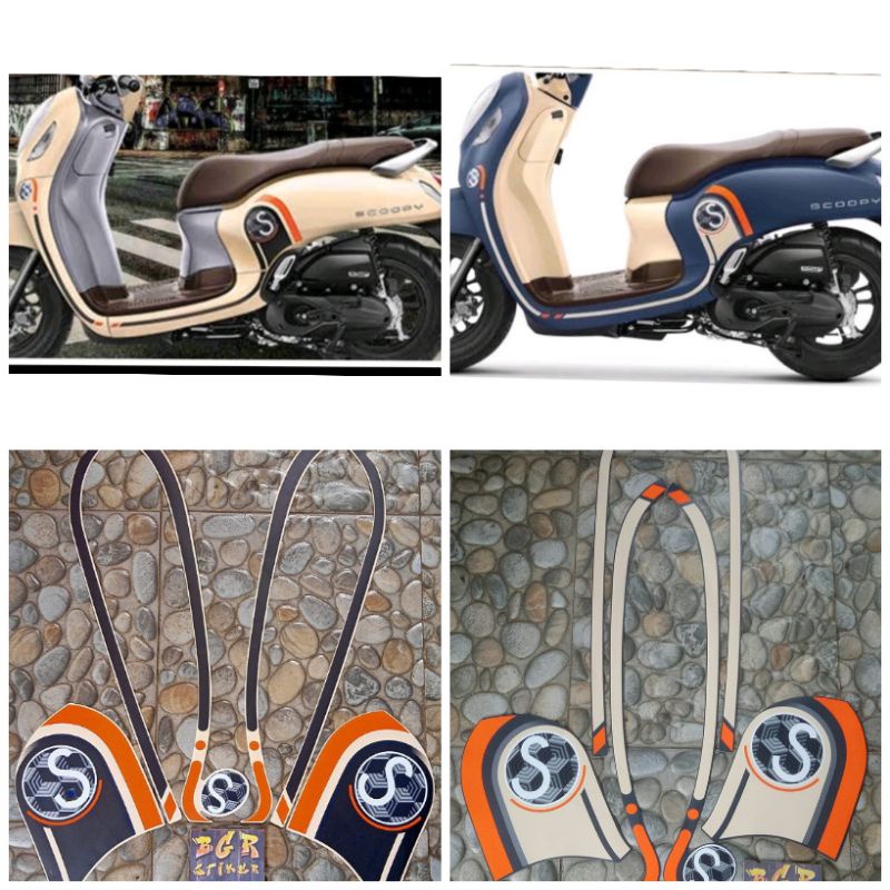 Jual STRIPING STANDART MOTOR HONDA SCOOPY FAShION 2020 2021 HITAM KREM ...