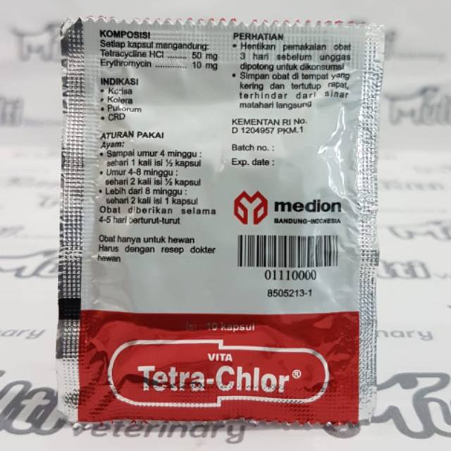 Jual Vita TETRA CHLOR 10 kapsul MEDION - Mengobati Korisa CRD Kolera ...