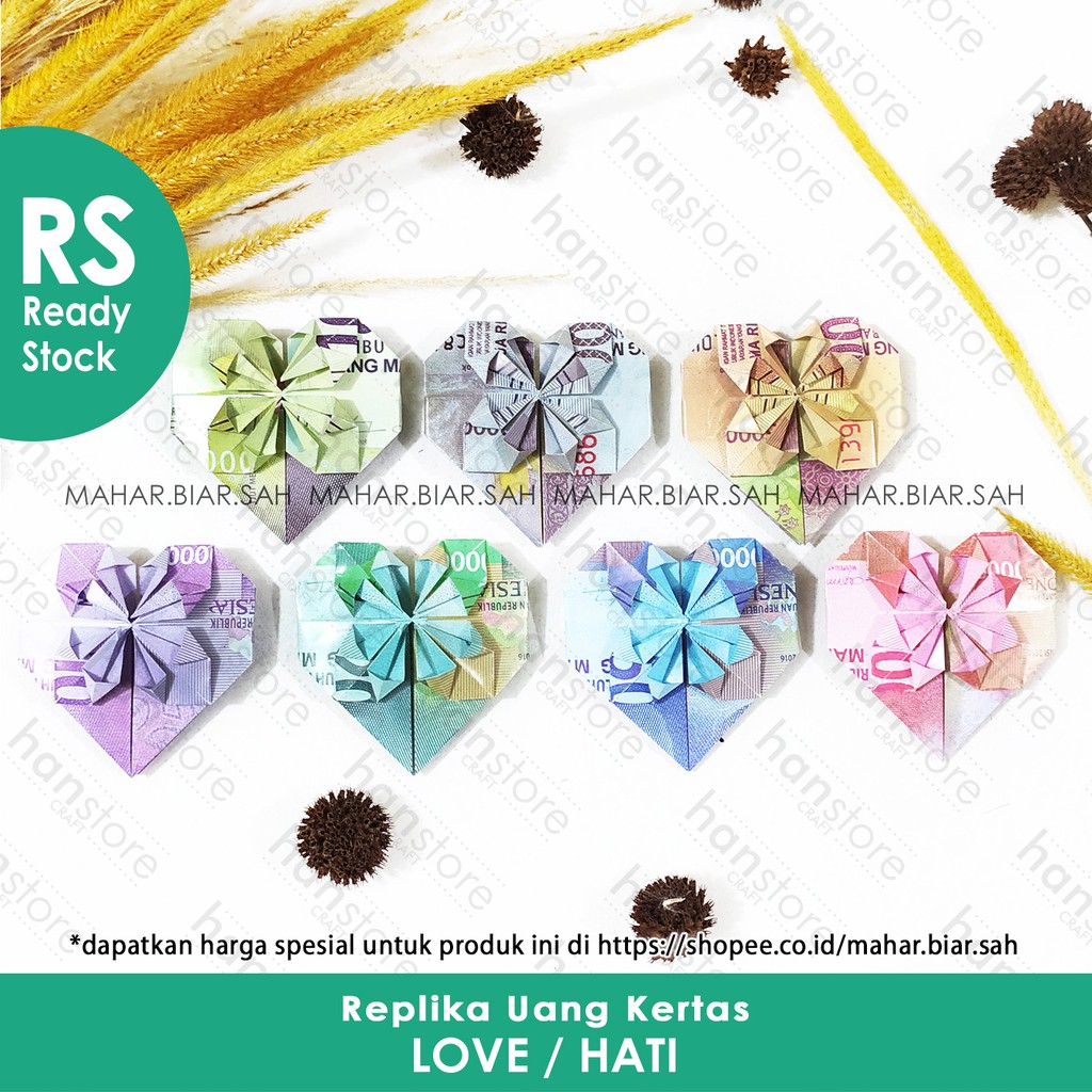 Jual RS Origami Love/Hati dari Replika Uang Kertas untuk Mahar ...