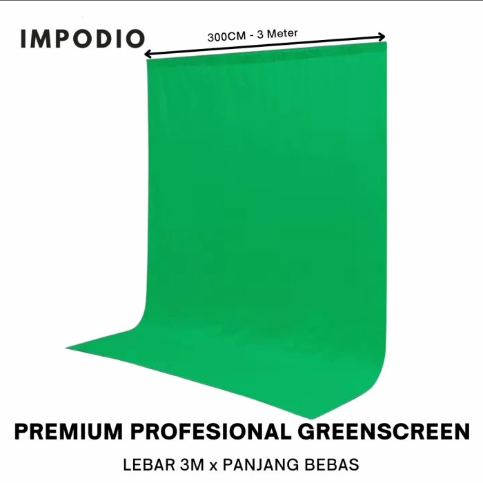 Jual IMPODIO Greenscreen kain hijau Profesional studio Grade - Lebar 3m ...
