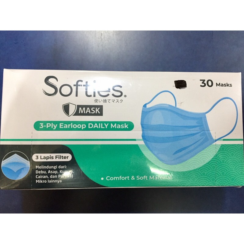 Jual SOFTIES SURGICAl MASKER 1 KOTAK ISI 30 LEMBAR | Shopee Indonesia