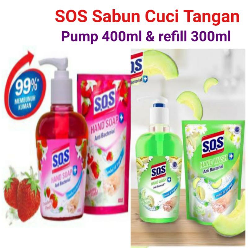 Jual SOS Hand Wash Sabun Cuci Tangan Refill 300ml & Pump 400ml | Shopee ...
