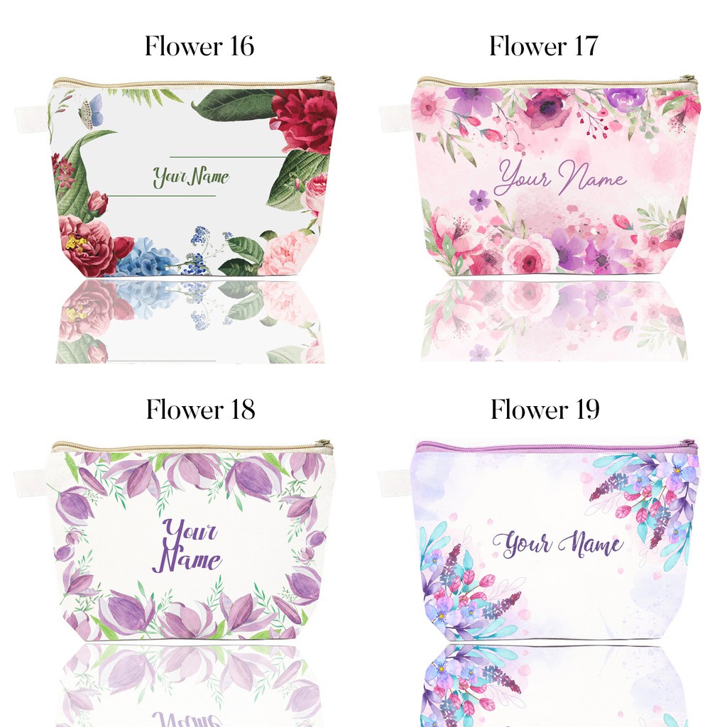 Jual POUCH CUSTOM Design Flower 16-19 | Cetak Nama | Motif Bunga ...