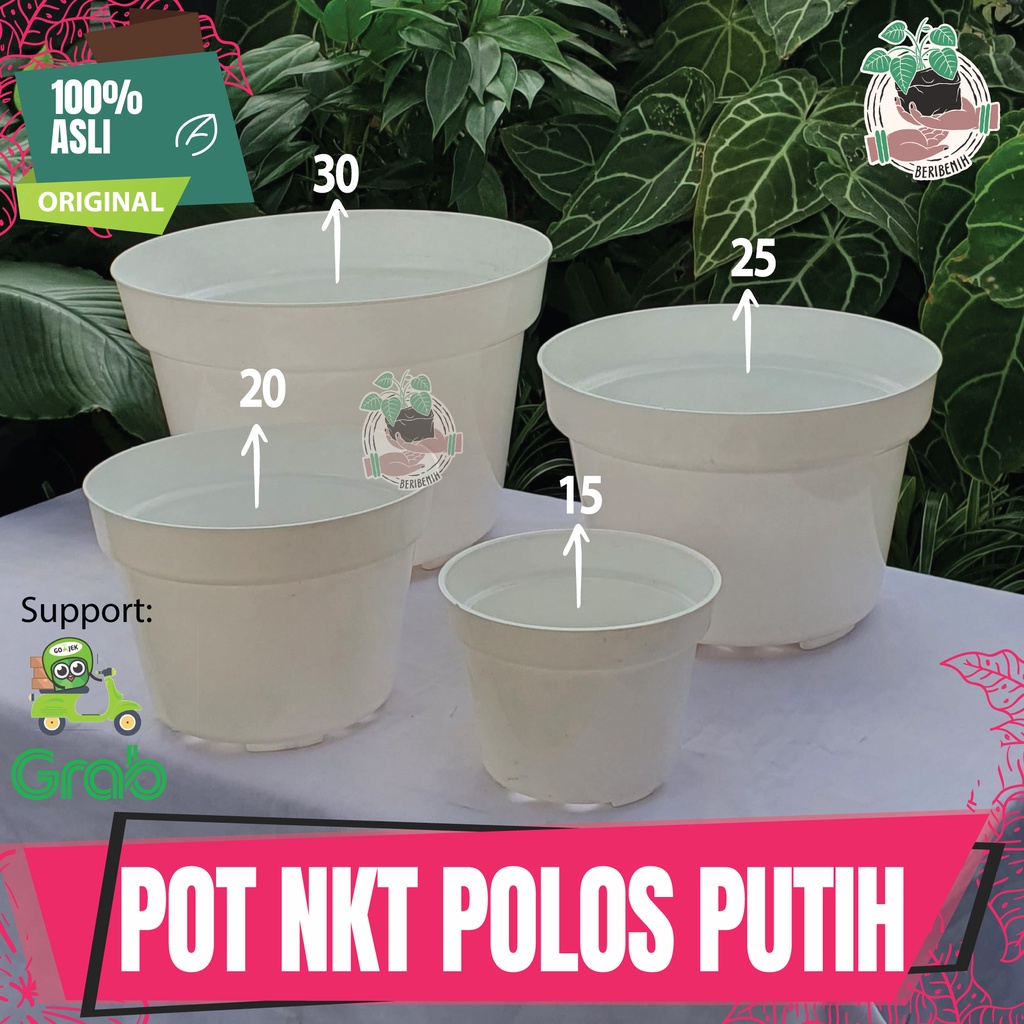 Jual Pot Bunga Polos Putih Cantik NKT Pot Tanaman Hias Plastik ...