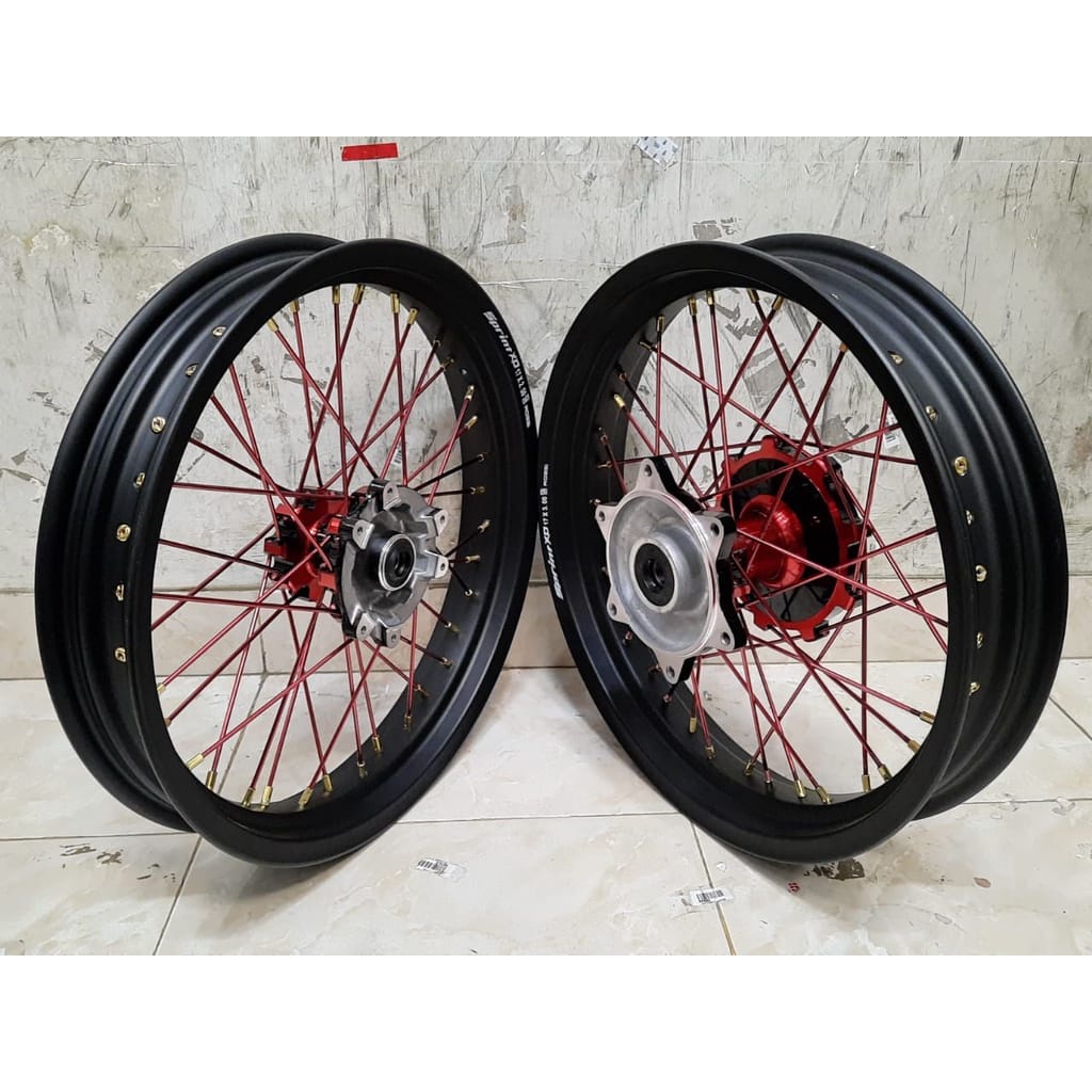 Jual PAKET VELG SET SUPERMOTO WHEELSET CRF 150 KLX 150 WR 155 TINGGAL ...