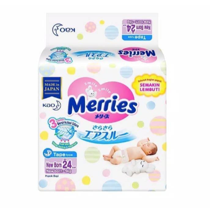Jual Merries Newborn Tape NB 24pcs NB 24 diapers LAVB | Shopee Indonesia