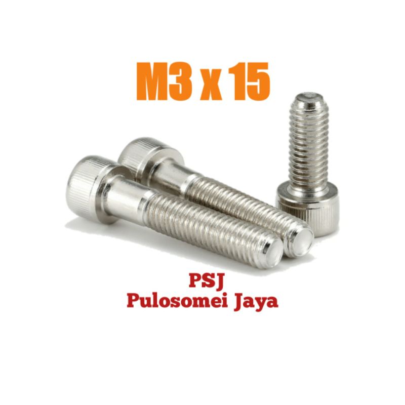 Jual Baut L M3 x 15 Stainless 304 / Hex Socket Head Cap Screw | Shopee Indonesia