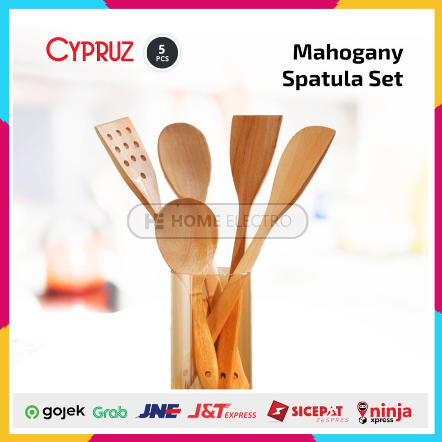 Jual CYPRUZ Spatula Kayu - Wooden Mahogany Spatula Set 5pcs | Shopee ...