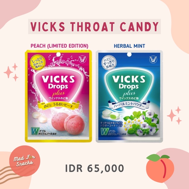 Jual Vicks Throat Mint Candy (Peach/ Herbal Mint) | Shopee Indonesia