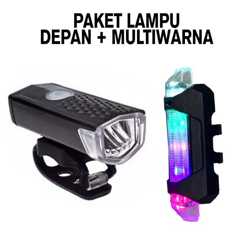 Jual Lampu LED Sepeda 1 Set Rechargeable | Shopee Indonesia