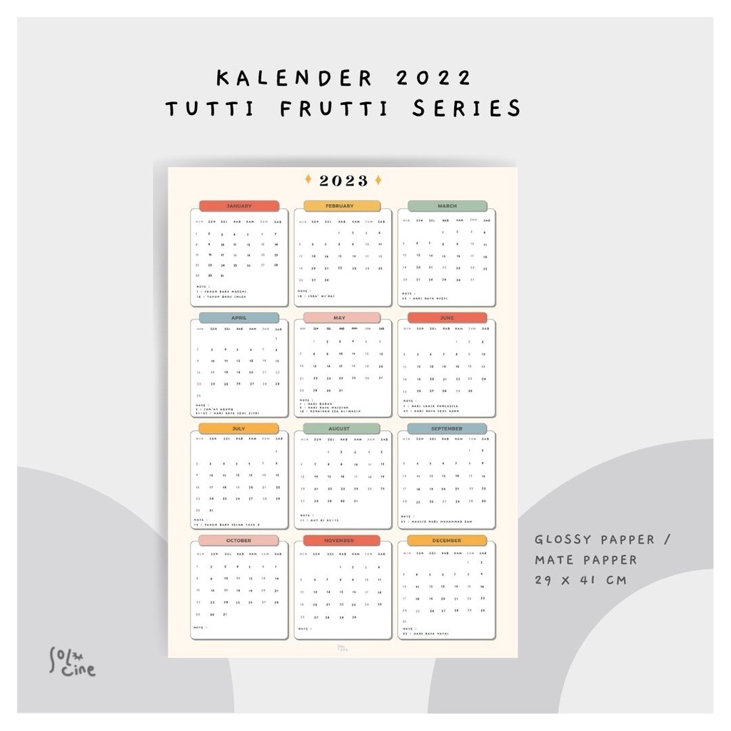 Jual Kalender 2024 Solucine - Kalender Aesthetic / Kalender dinding ...