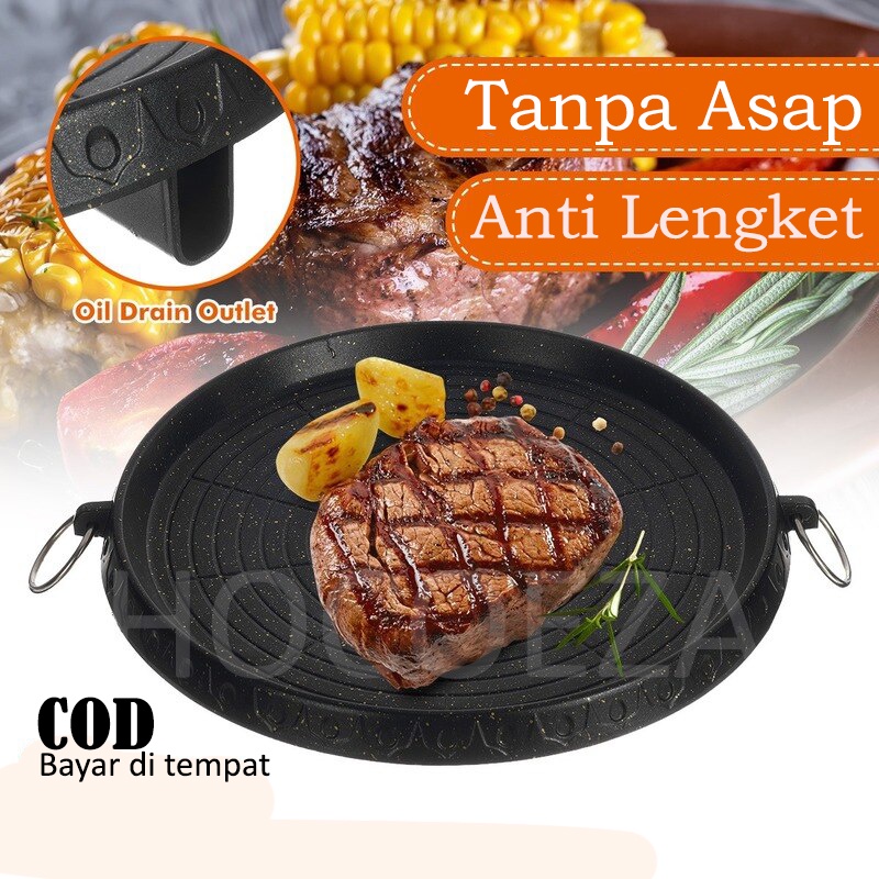Jual ALAT PANGGANG PRAKTIS BBQ ROUND GRILL 35CM BARBEQUE ROUND GRILL PANGGANAN BULAT BUNDAR ANTI ...