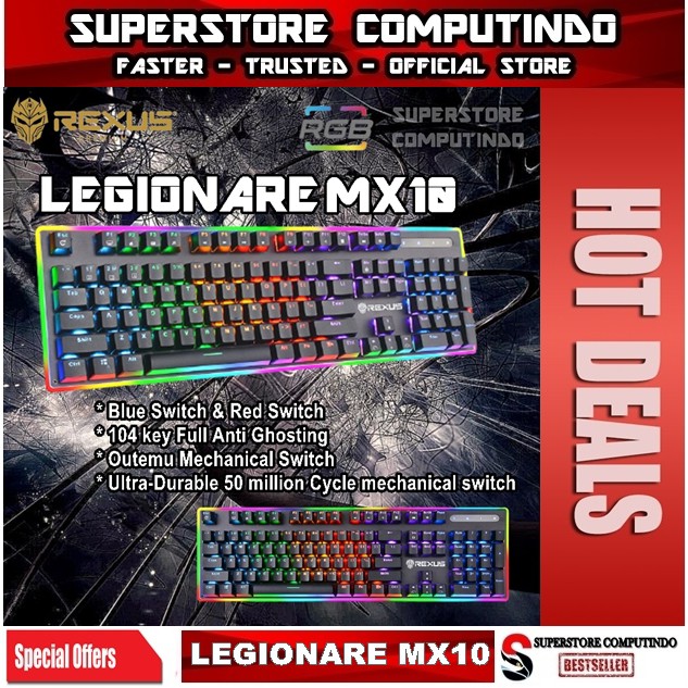 Jual Rexus MX10 RGB Mechanical Keyboard - Gaming MX-10 MX 10 | Shopee ...