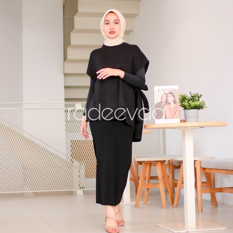 Jual ONE SET RAJUT 3IN1 KNIT VEST DAN ROK SPAN RAJUT PLUS MANSET ...