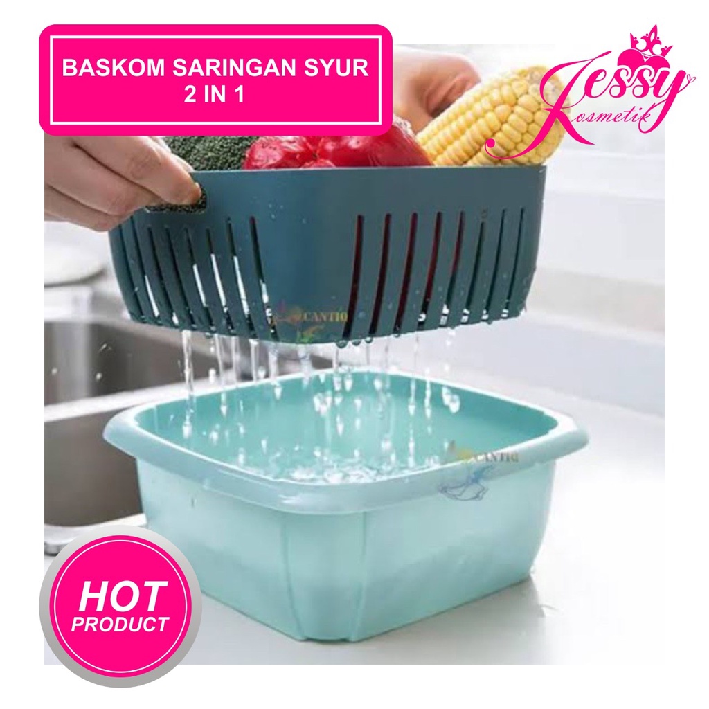 Jual SARINGAN SAYUR BUAH KOTAK 2in1 DENGAN BASKOM | Shopee Indonesia