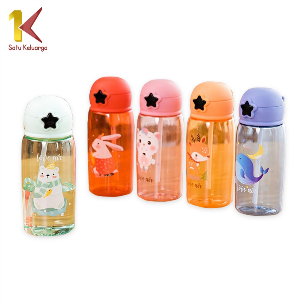 Jual Satu Keluarga Botol Minum Anak Lucu Motif Karakter Imut dengan Sedotan BPA FREE C308 Botol ...