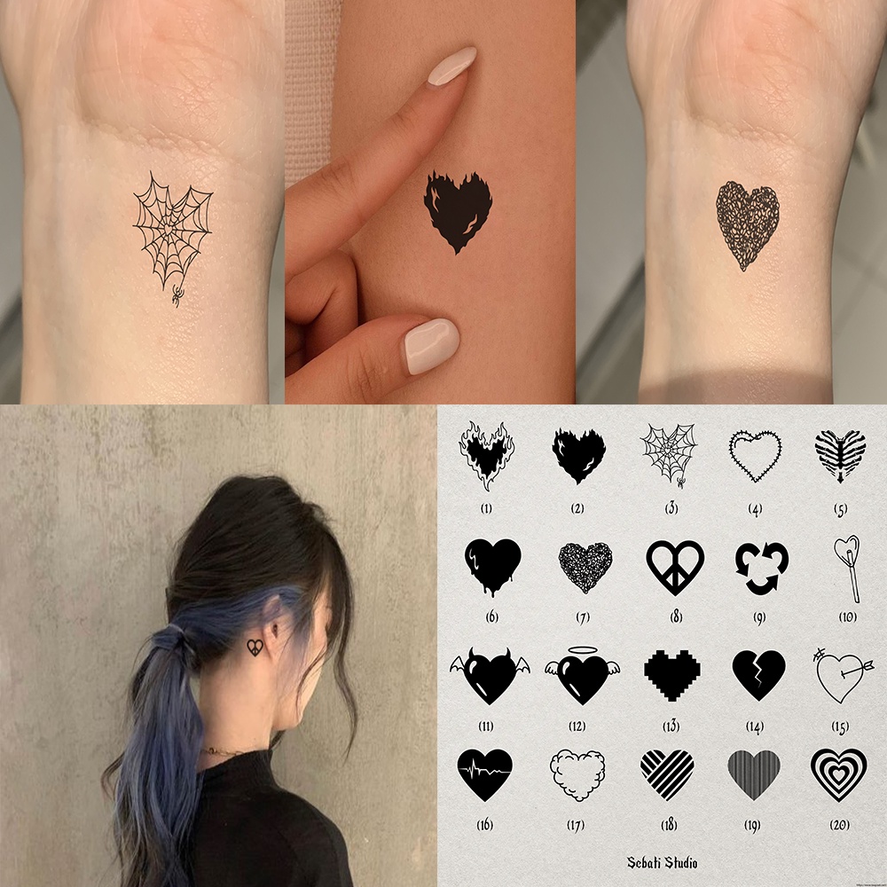 Jual Tato Temporer Aesthetic Love PART 1| Tattoo Temporary Bentuk Hati ...
