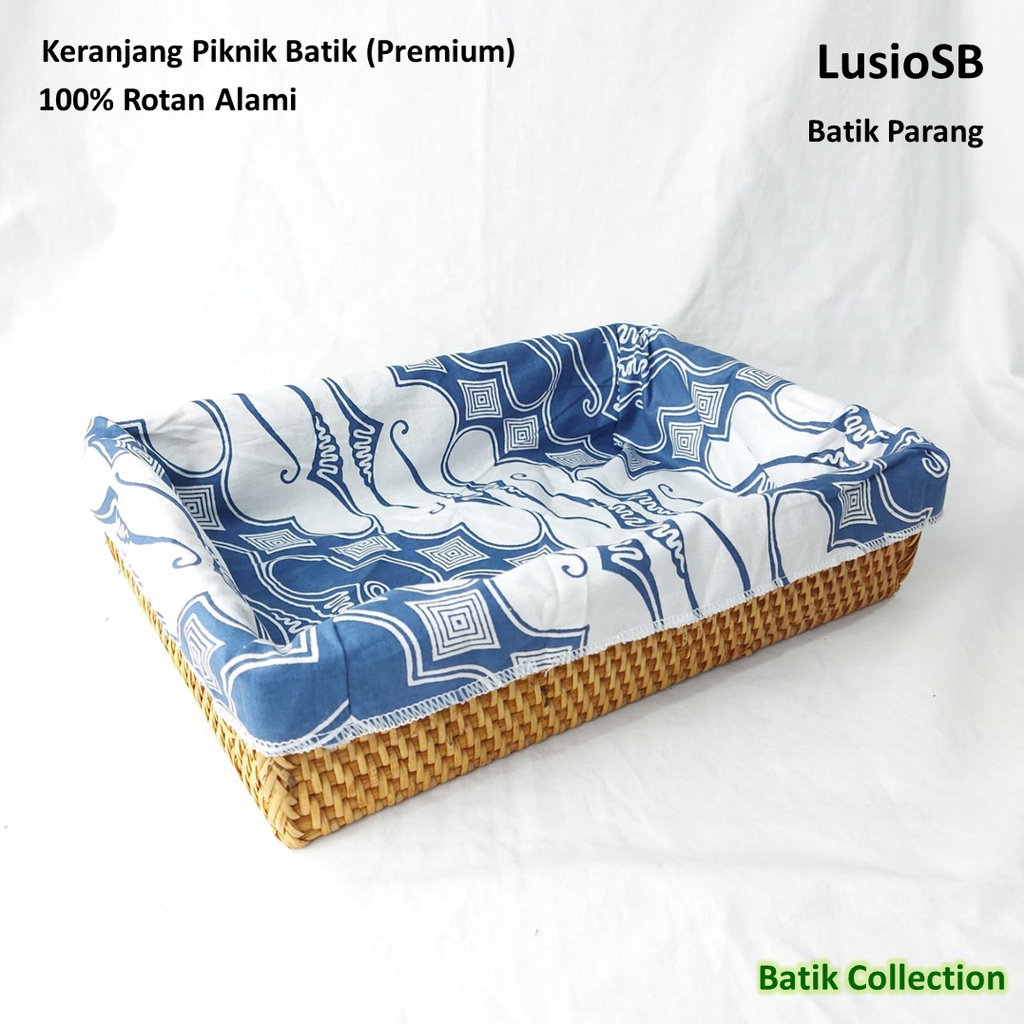 Jual LusioSB Keranjang Piknik Batik Parang Biru / Keranjang Serbaguna ...