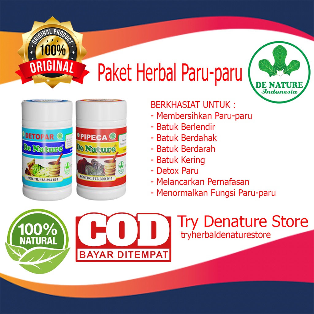 Jual Paket Obat Paru-paru Asma Batuk TBC Herbal DeNature Detopar Pipeca ...