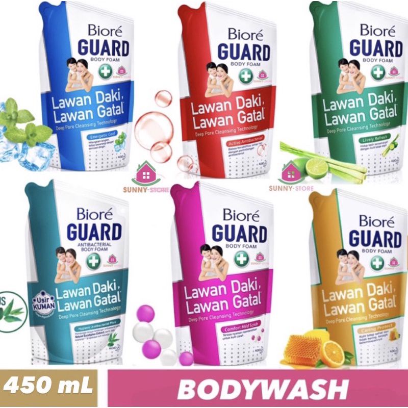 Jual Biore Guard Body Foam 450ml-Active Antibacterial-Comfort Mild ...