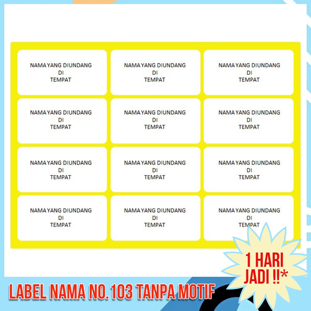 Jual Cetak / Print Sticker Label Nama Undangan / Label 103 Isi 120Pcs ...