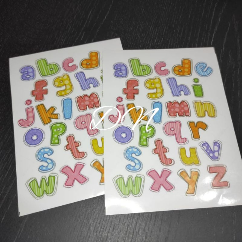 Jual stiker huruf cutting stiker belajar anak stiker huruf alfabet a-z ...