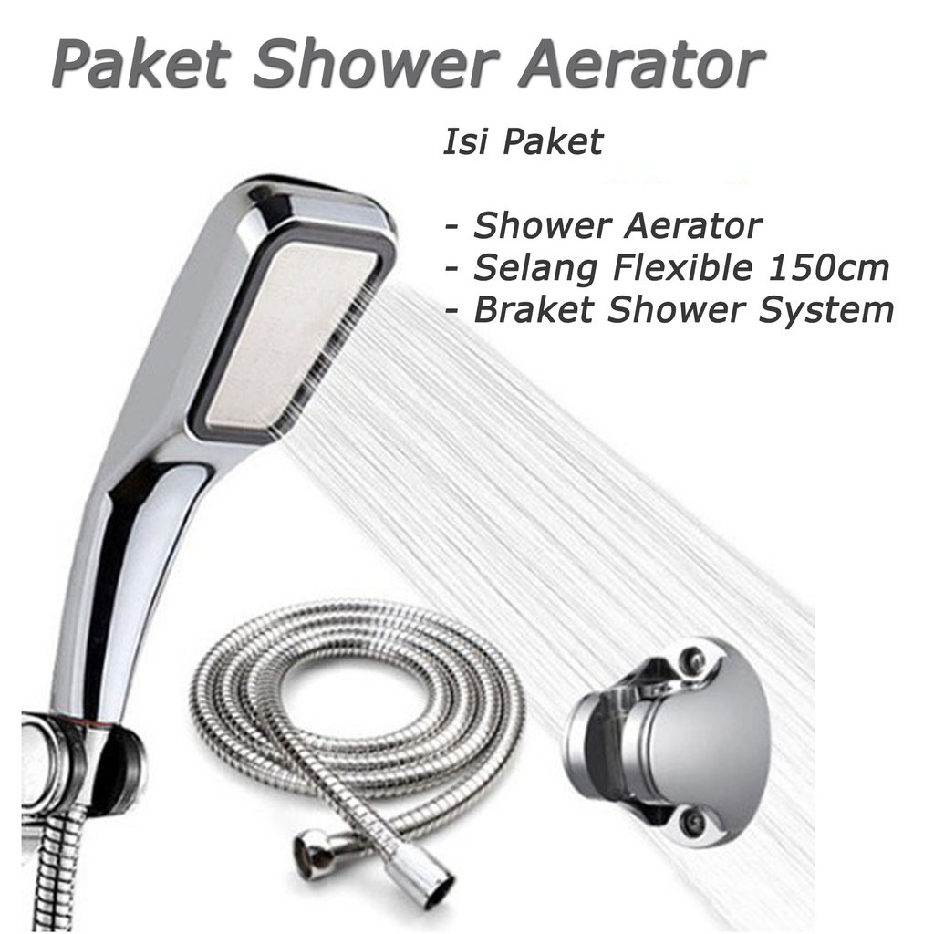 Jual Paket Shower Set Kamar Mandi Shower Mini Aerator 300 Hole / Selang ...